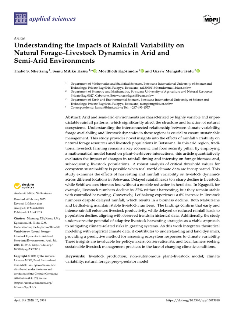 Rainfall Variability Effects on Livestock | PDF | Agriculture | Soil