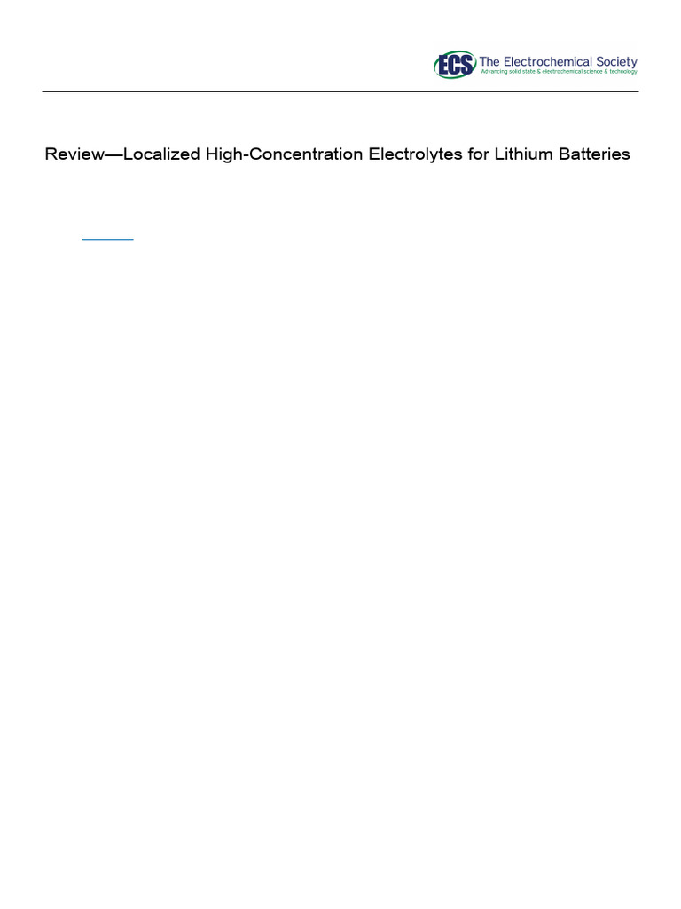 High-Concentration Electrolytes for Lithium Batteries | PDF | Lithium ...