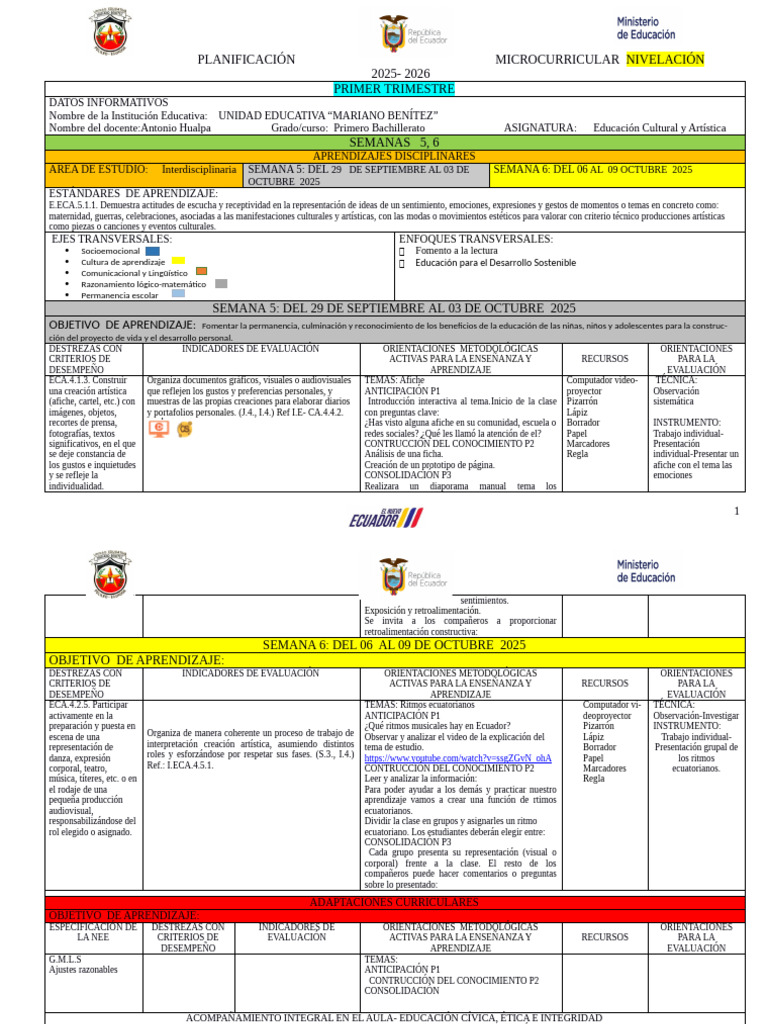 1º ECA 2 | PDF | Evaluación | Aprendizaje