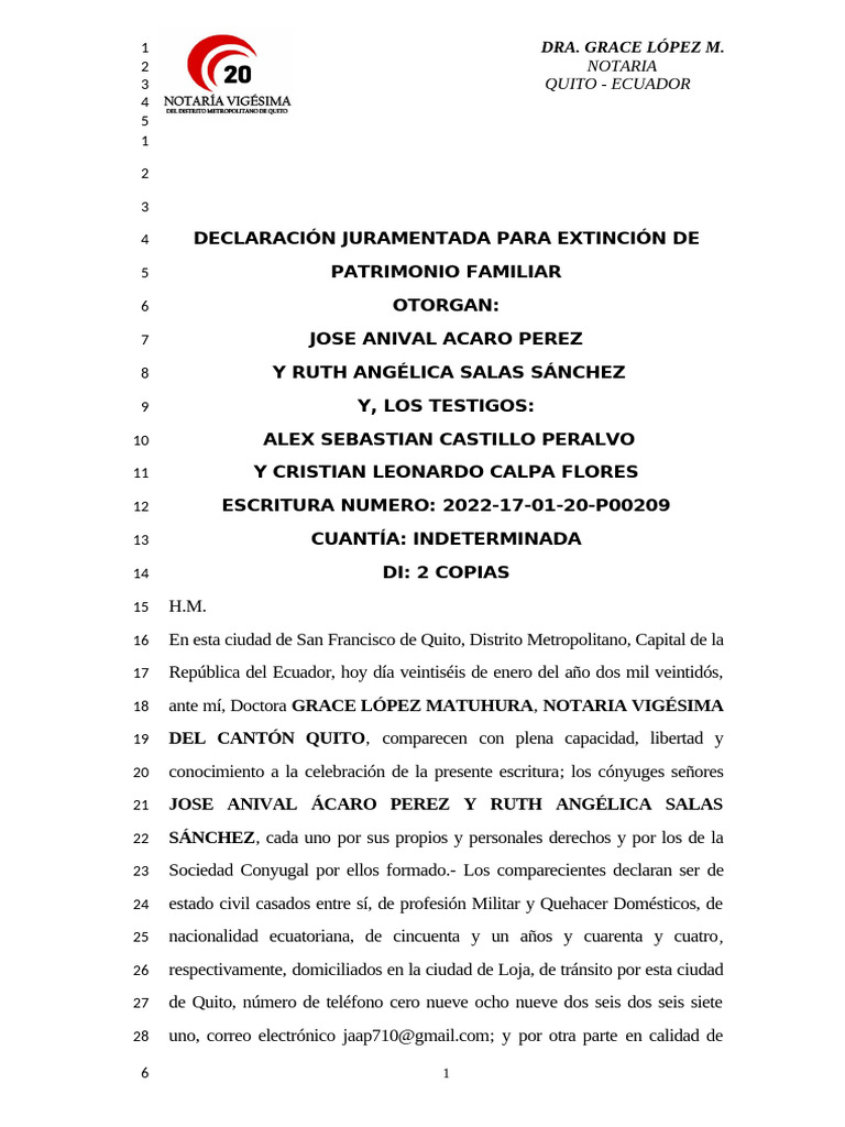 Declaracion Juramentada-jose Anival Ácaro Perez | PDF | Ecuador