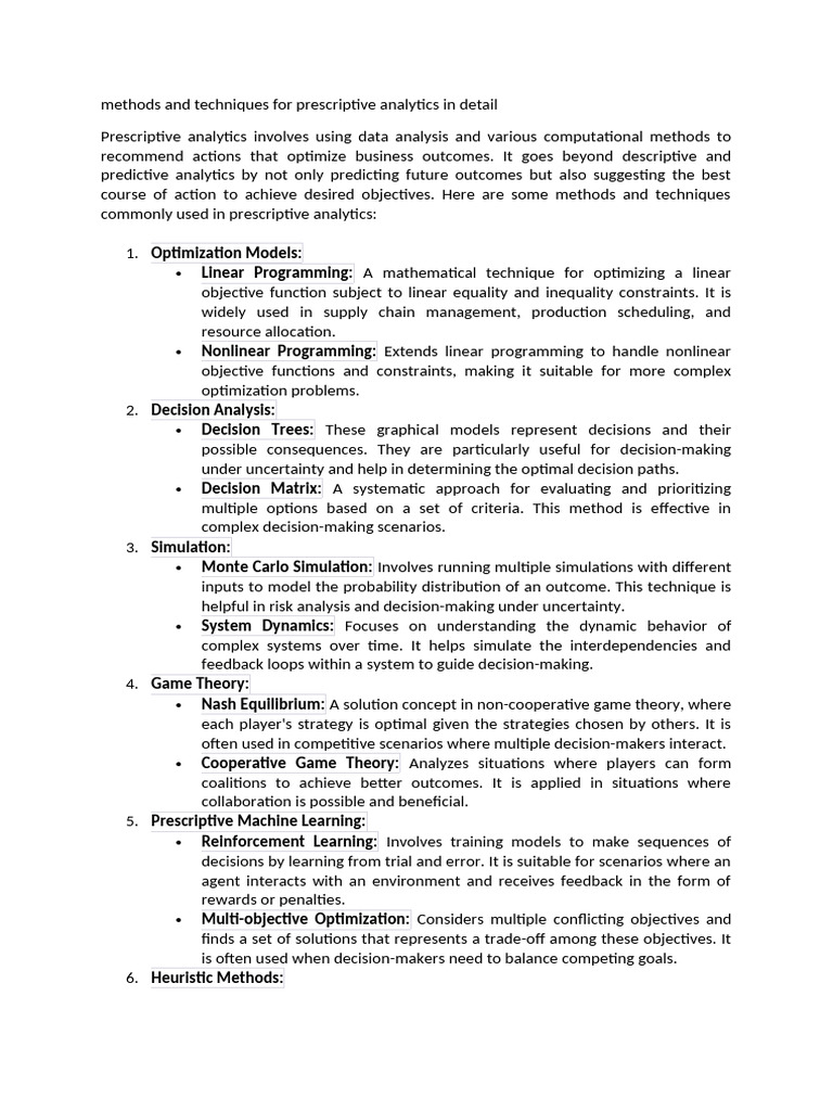 Prescriptive Analytics Techniques Explained | PDF | Machine Learning ...