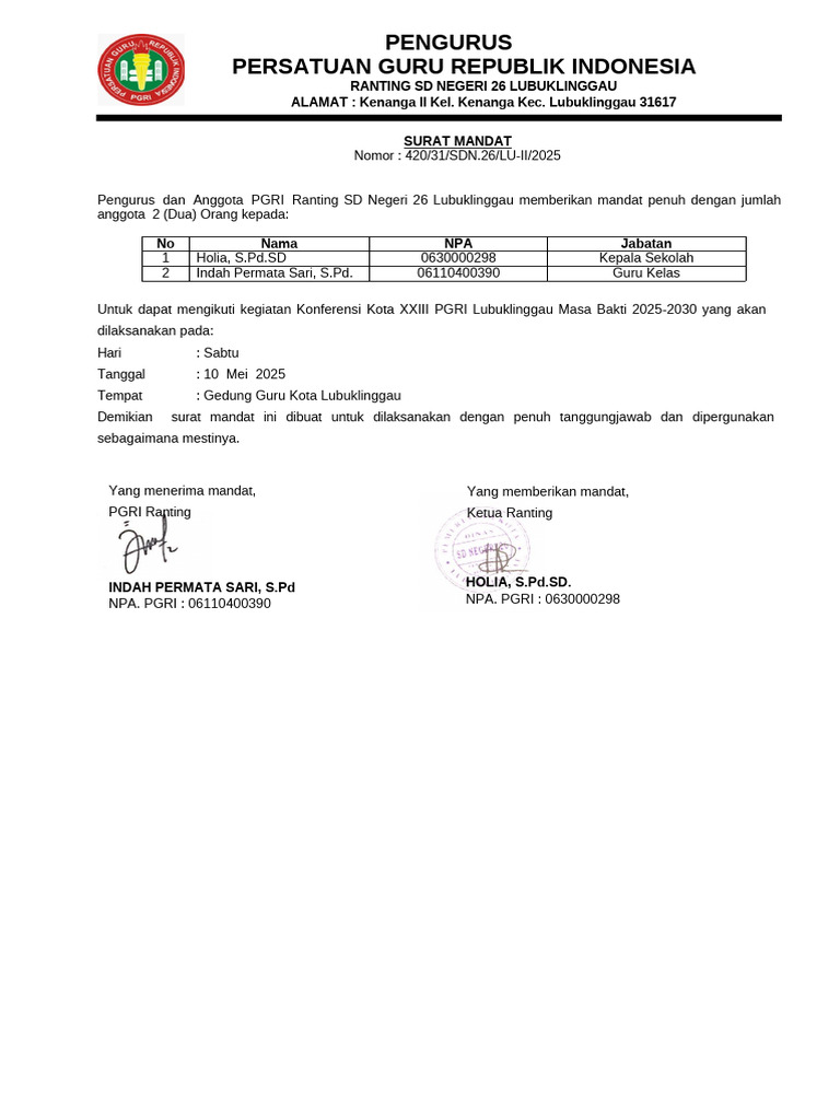 Surat Mandat | PDF