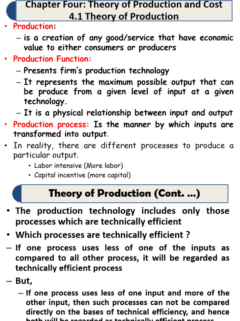 Production Theory and Cost Analysis | PDF | Production Function ...