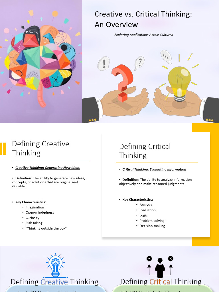 Creative vs. Critical Thinking Guide | PDF | Critical Thinking | Thought