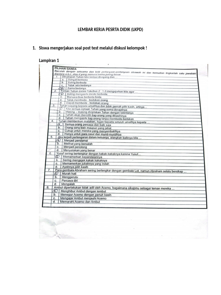 Lkpd Siswa Kelas 5 | PDF