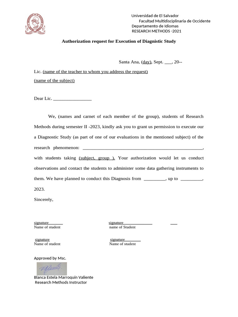 Authorization Request For Diagnostic Study | PDF