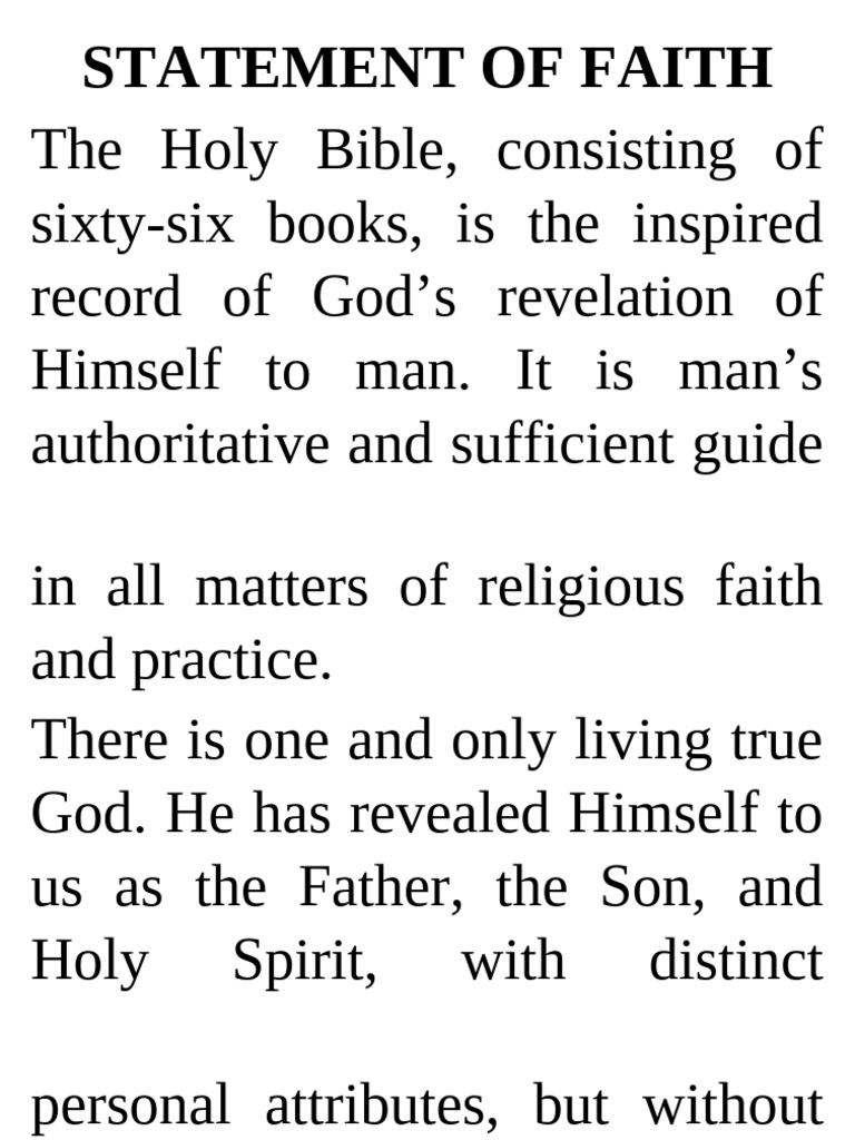 Statement of Faith (LSBC) | PDF