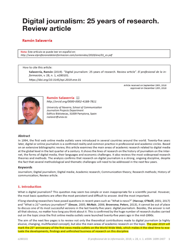 25 Years of Digital Journalism Research | PDF | Journalism | Mass Media