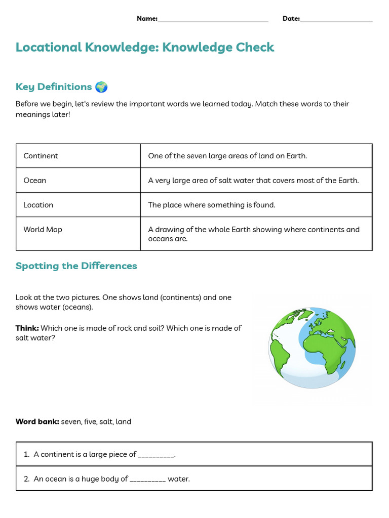 Locational Knowledge | PDF | Continent | Oceans