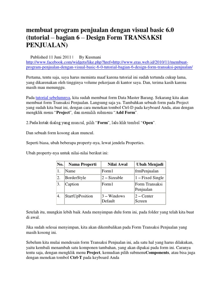 Membuat Program Penjualan Dengan Visual Basic 6 | PDF | Komputer