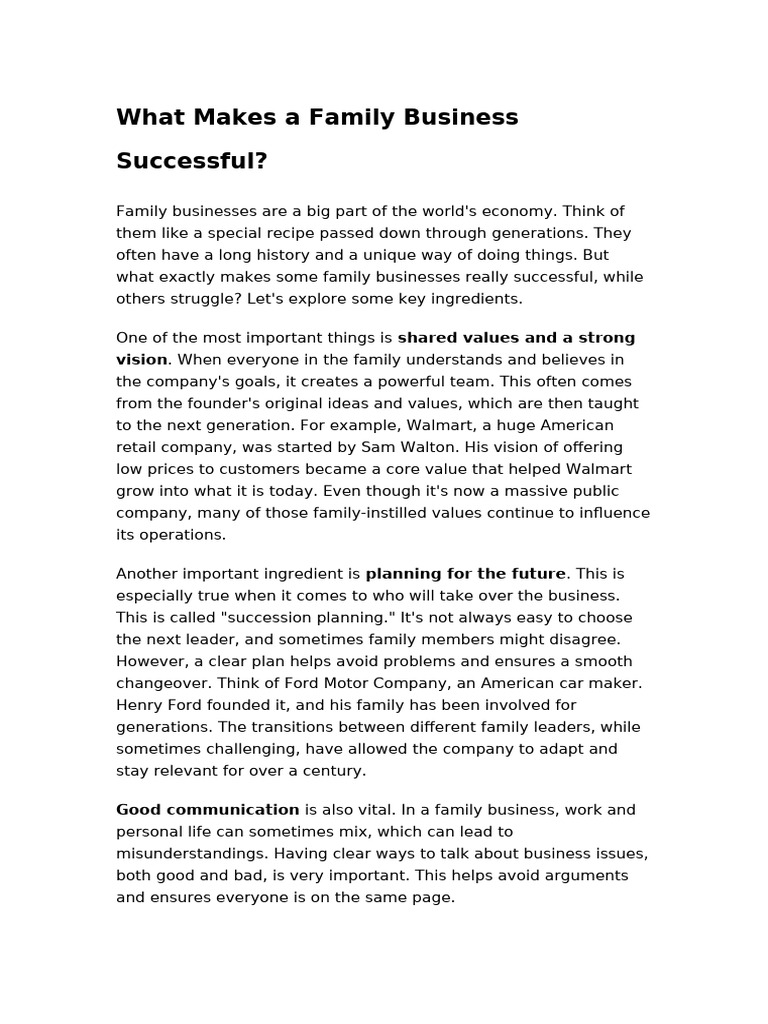 What Makes A Family Business Successful | PDF