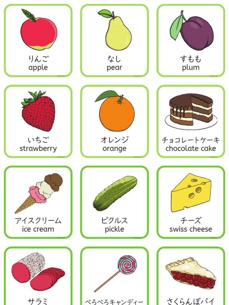 T 1741172975 English and Japanese Food Flashcards The Very Hungry ...