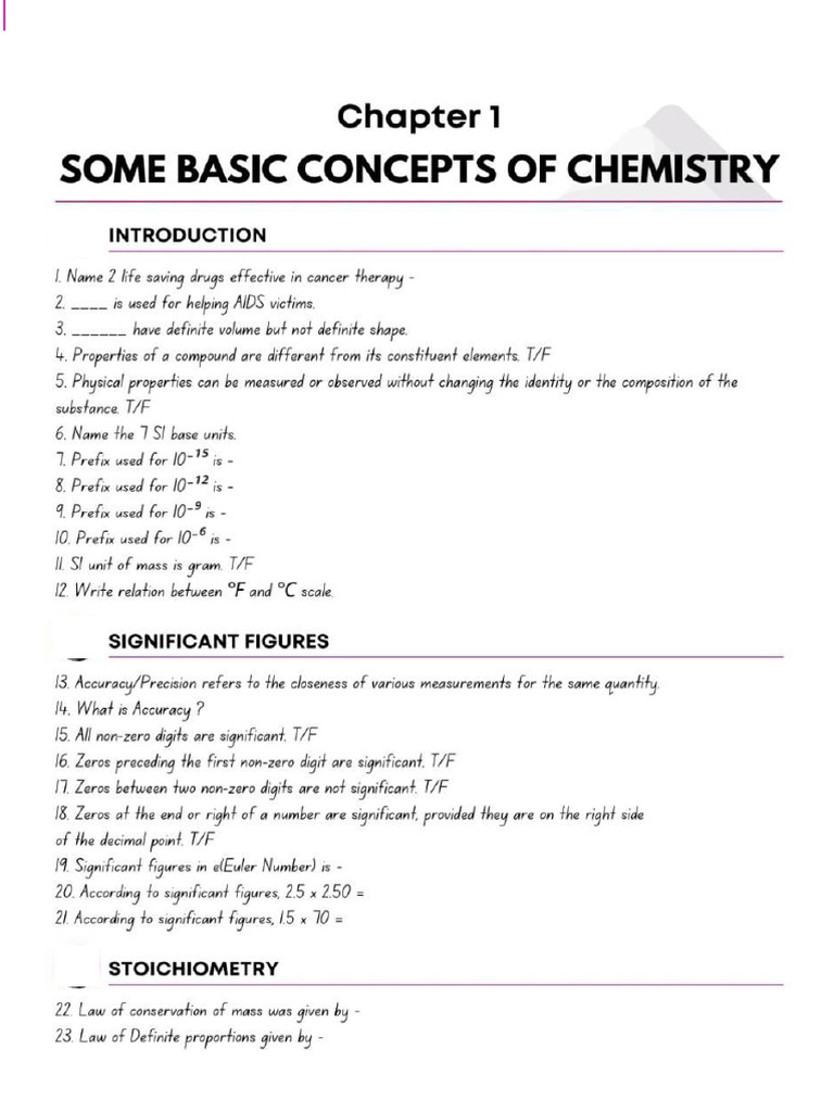 Physical (Some Basic Concepts) Practice Sheet | PDF