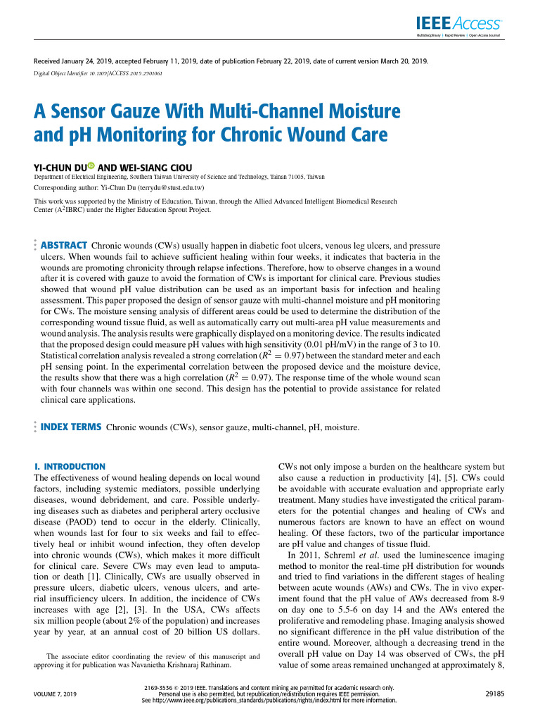 A Sensor Gauze With Multi-Channel Moisture and PH Monitoring For ...