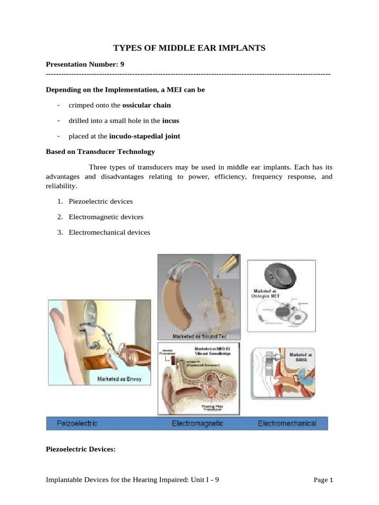 Types of Middle Ear Implants Explained | PDF | Piezoelectricity ...