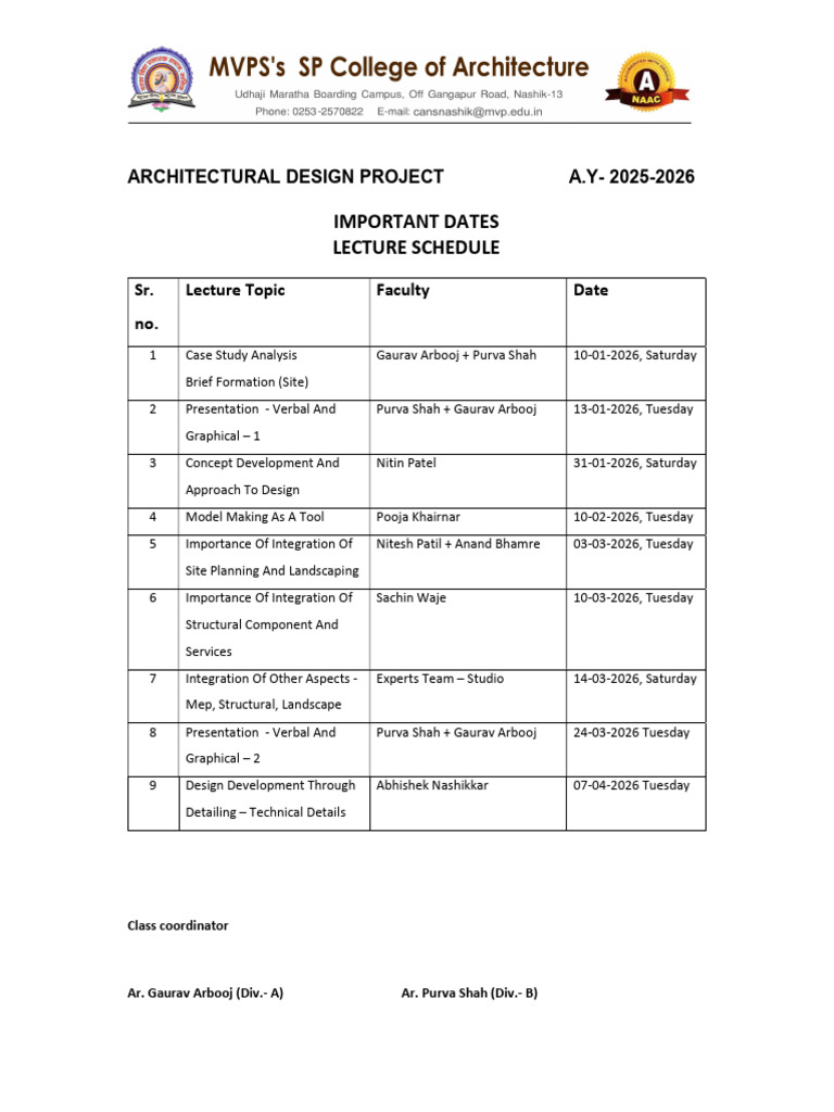 ADP Imp Dates AY-25-26 - 260102 - 143430 | PDF | Design