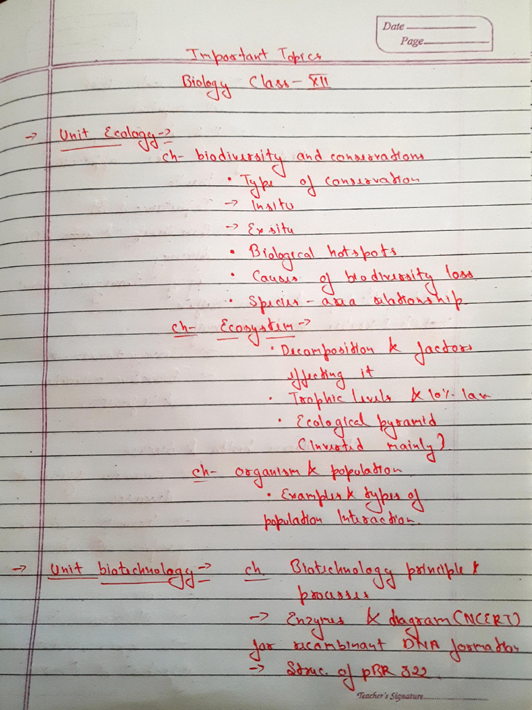 Important Topic To Cover in Biology | PDF