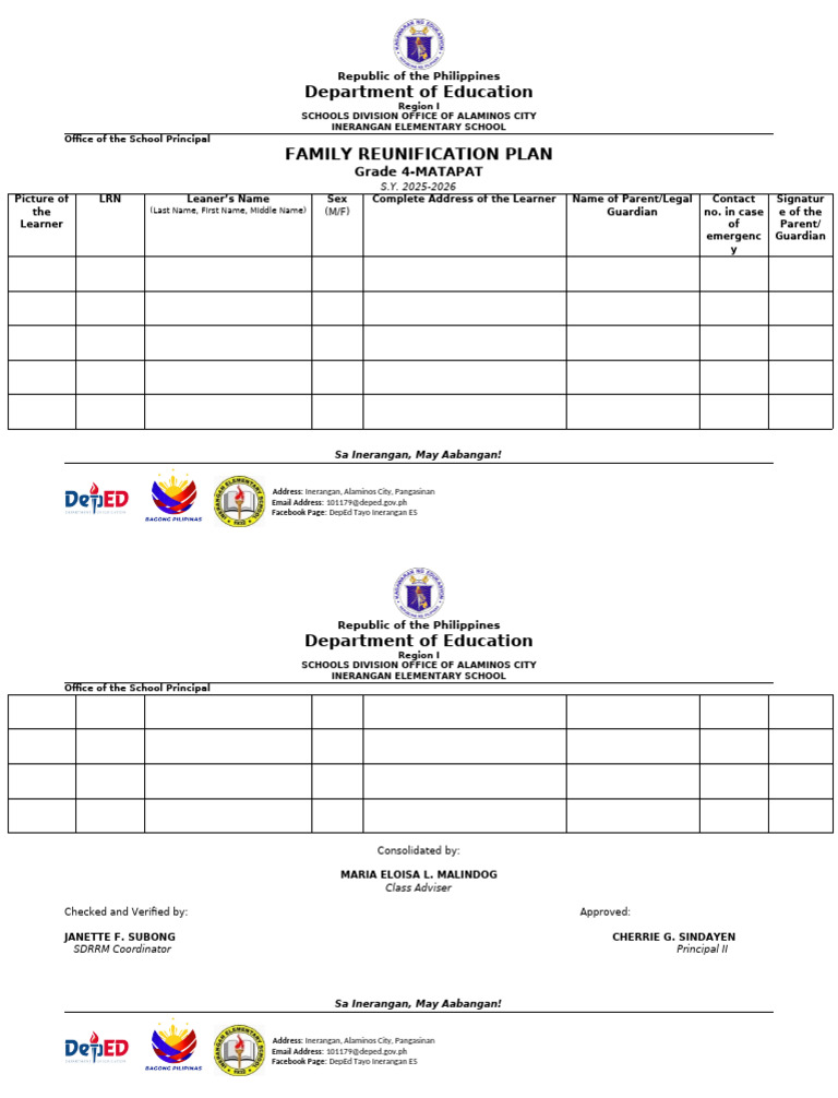 Family Reunification Plan for Grade 4 | PDF | Social Institutions