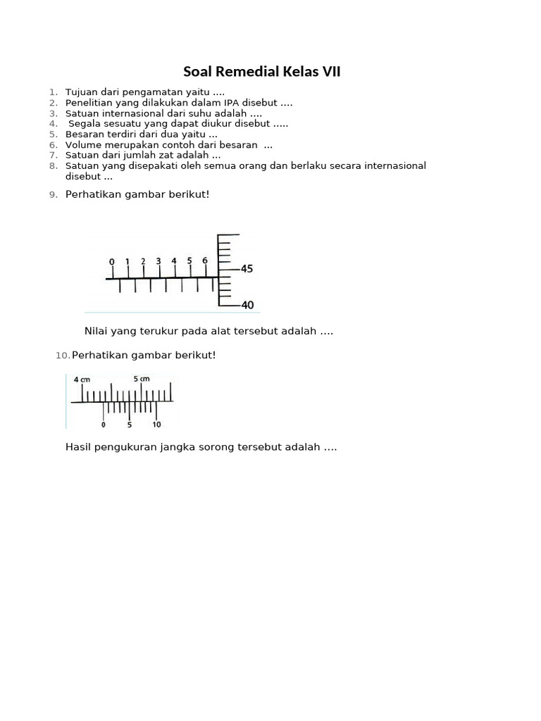 Soal Remedial Kelas VII | PDF