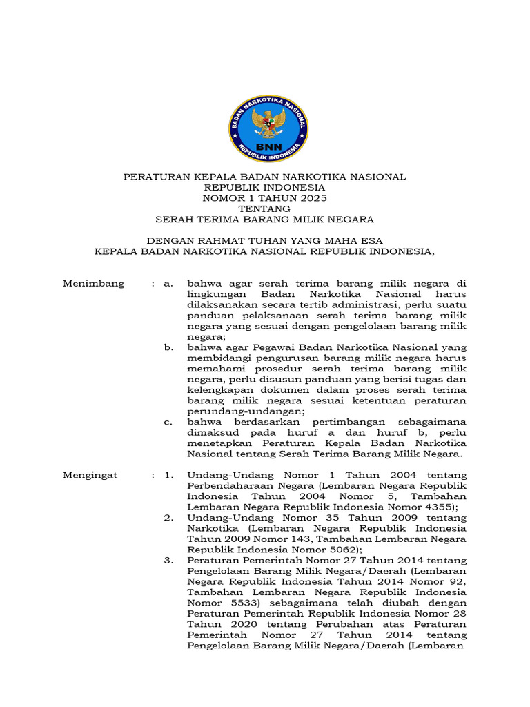 PERKA-BNN-1-2025 | PDF