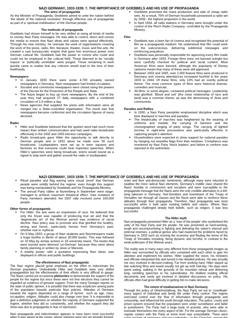 Goebbels' Propaganda in Nazi Germany | PDF | Nazi Germany | Joseph Goebbels