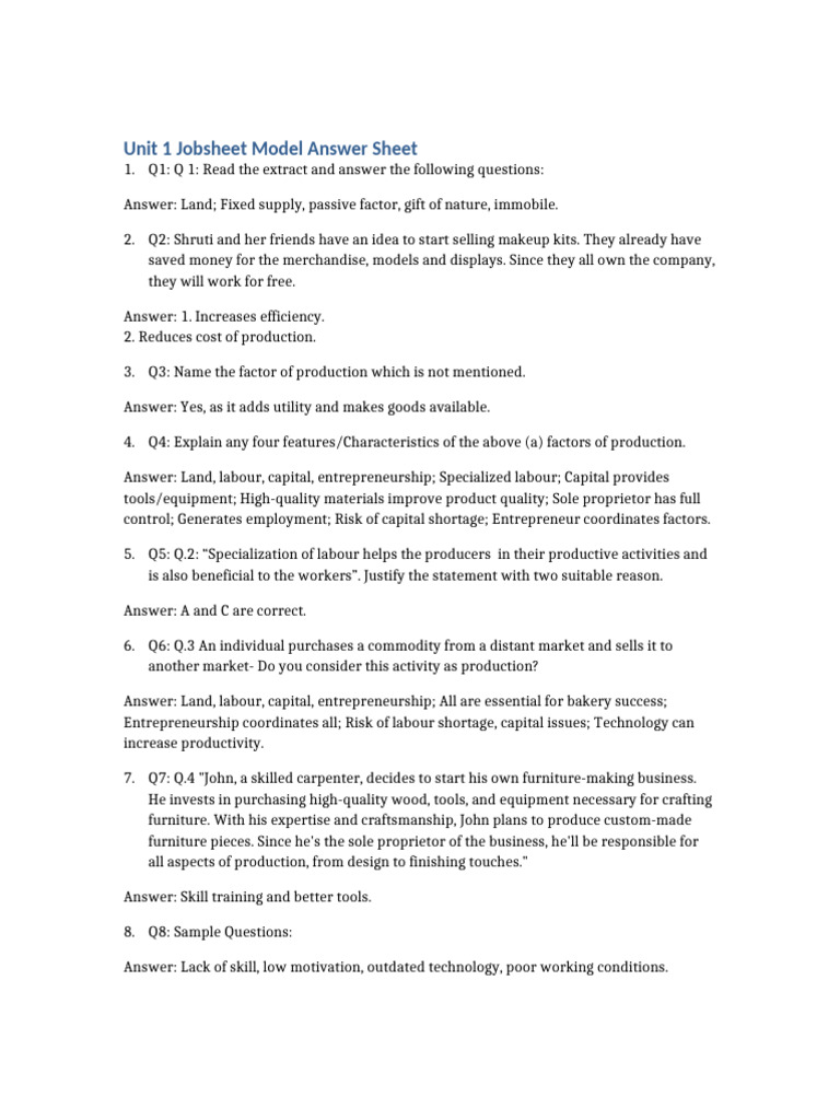Model Answer Unit1 | PDF