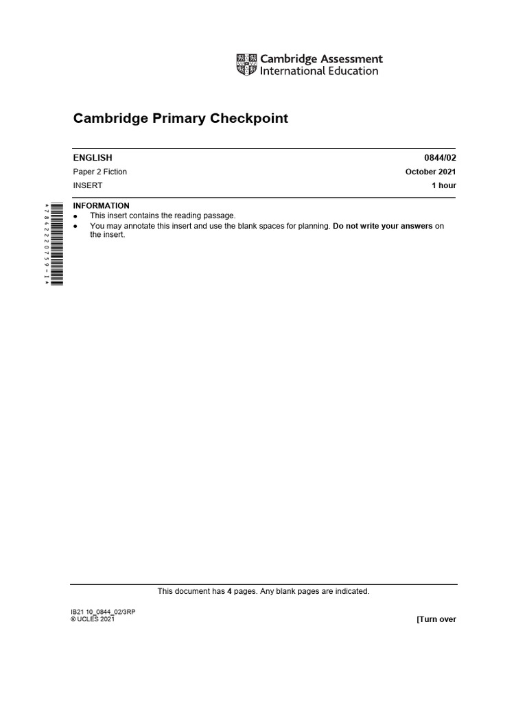 Cambridge Primary Checkpoint English 2021 | PDF | Ellipsis