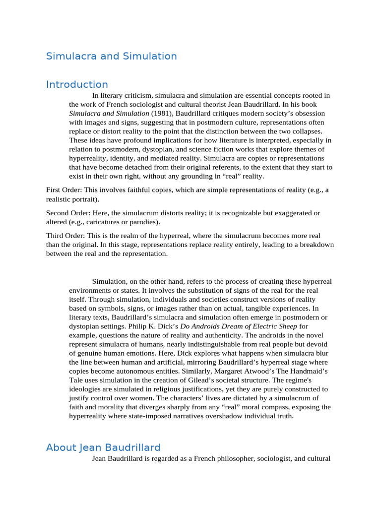 Simulacra and Simulation | PDF