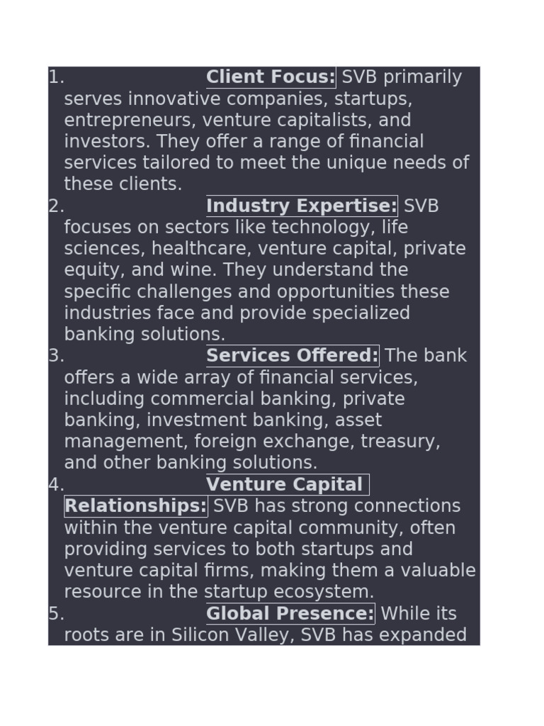 Objectives of Silicon Valley Bank | PDF