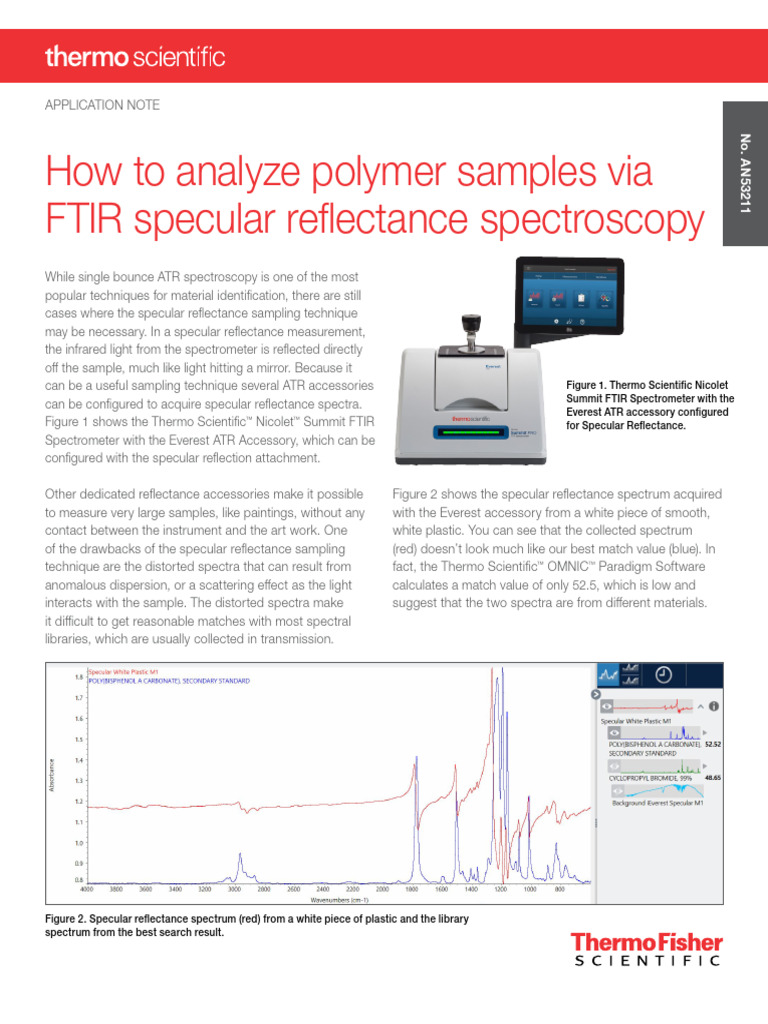 AN53211 Analyze Polymer Ftir Specular Reflectance Spectros | PDF ...