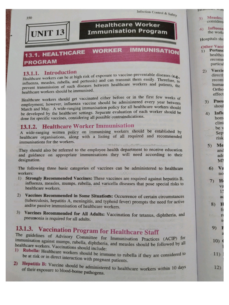 Health Care Worker Immunization Programs | PDF