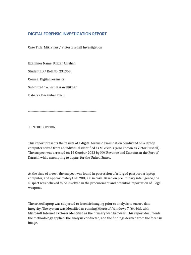 Digital Forensic Report: MikiVirus Case | PDF | Digital Forensics ...
