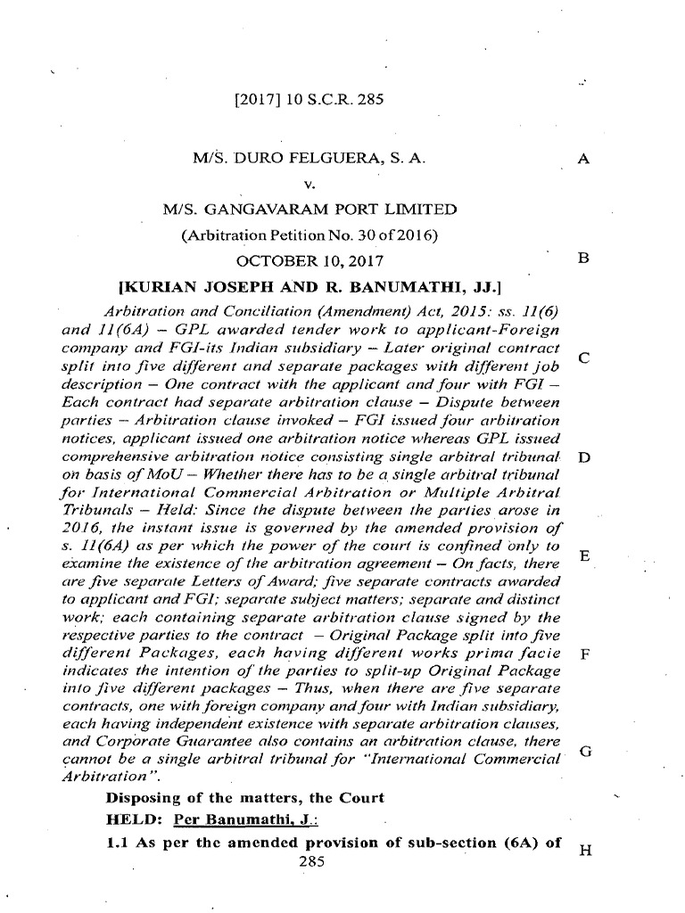 2017 Duro Felguera, s. a. vs. Gangavaram Port Limited | PDF ...
