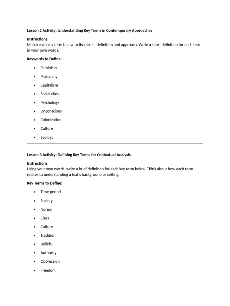 LIT 1 - Midterm Activity Lesson 2 and 3 | PDF