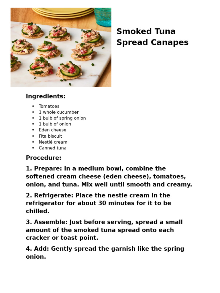 Smoked Tuna Spread Canapes | PDF