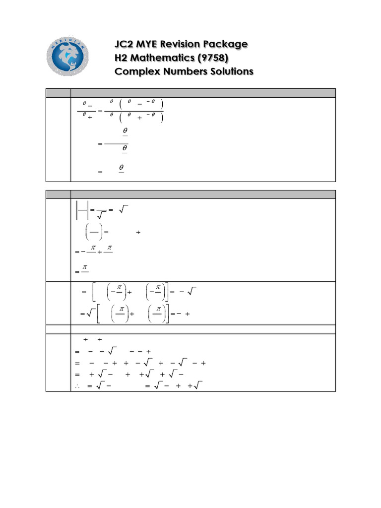 Complex Numbers Solutions | PDF
