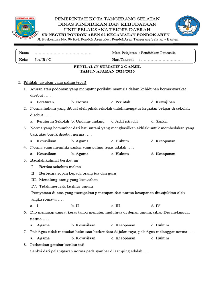 Penilaian Sumatif SD Negeri Pondok Aren | PDF