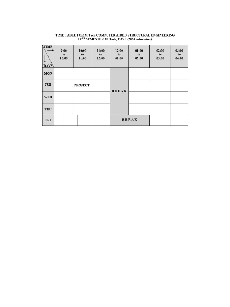 2025-26 4TH Sem Case Timetable | PDF
