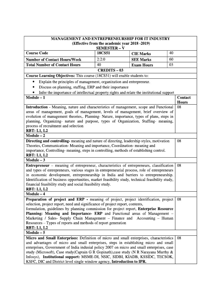 Vtu Sem 5 Syllabus | PDF