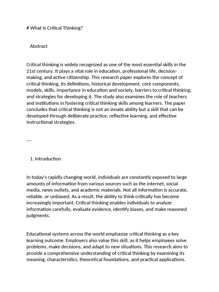 Understanding Critical Thinking Skills | PDF | Critical Thinking | Thought