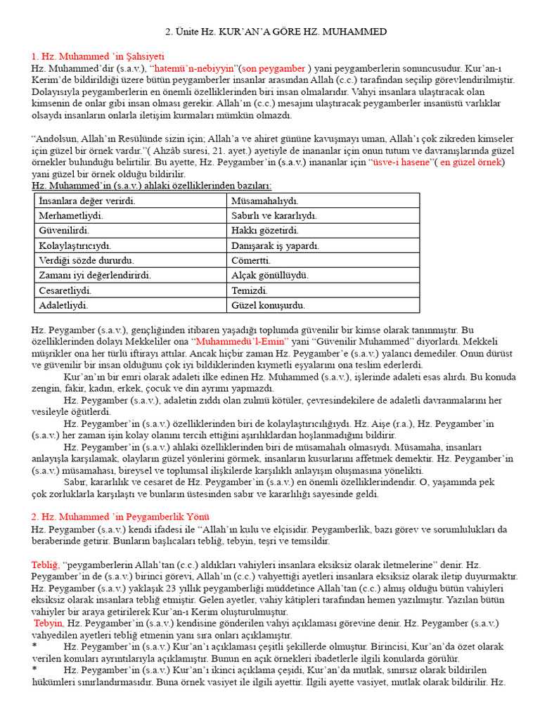 11.sınıf Dkab Özet | PDF
