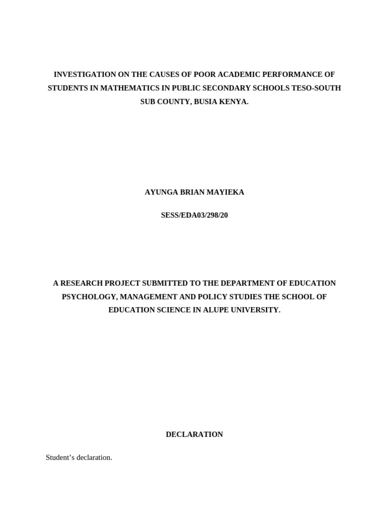 Causes of Poor Math Performance in Kenya | PDF | Attitude (Psychology ...