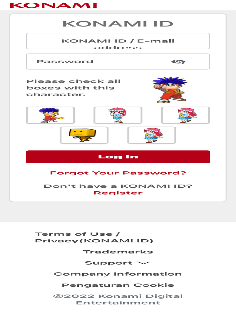 KONAMI ID Login and Registration Guide | PDF