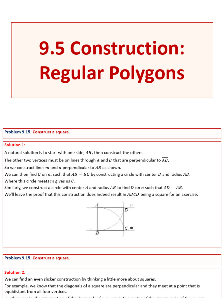 Constructing Regular Polygons Guide | PDF | Triangle | Circle