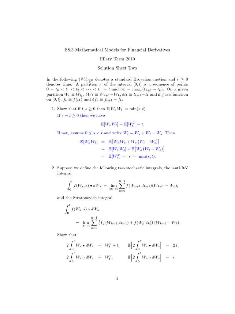 Financial Derivative Models Analysis | PDF | Black–Scholes Model ...