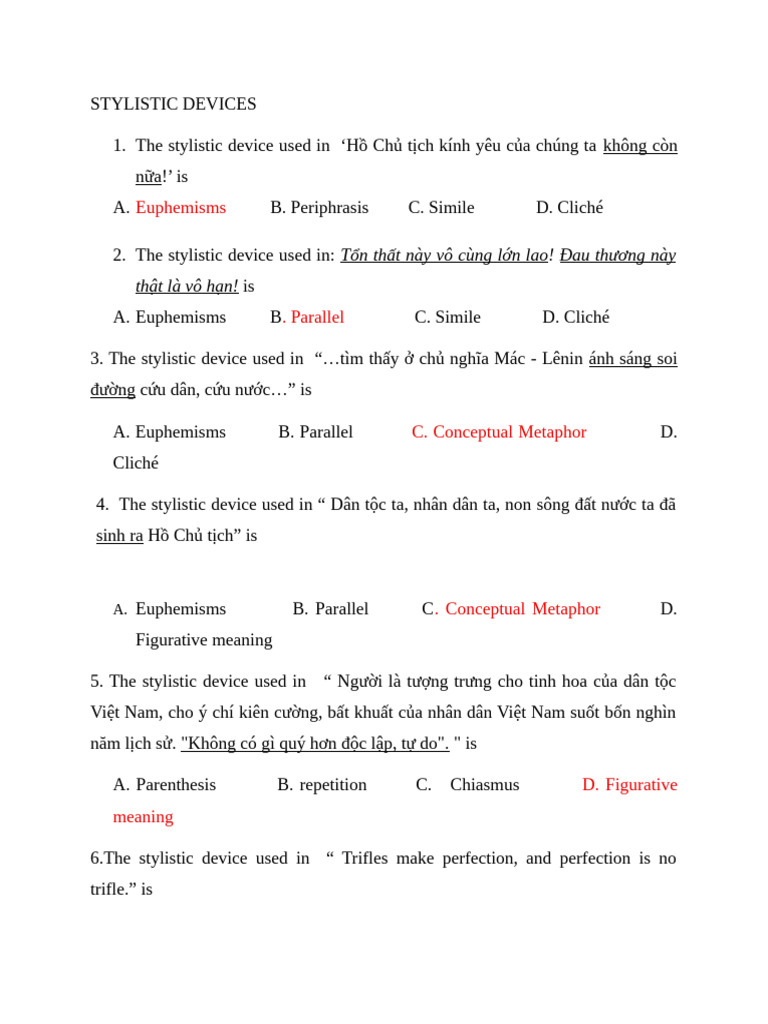 6.12. Ôn - Stylistic Devices | PDF