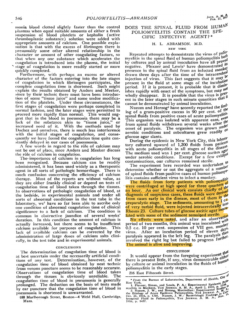 1917-02-17 - Does The Spinal Fluid From Human Poliomyelitis Contain The ...