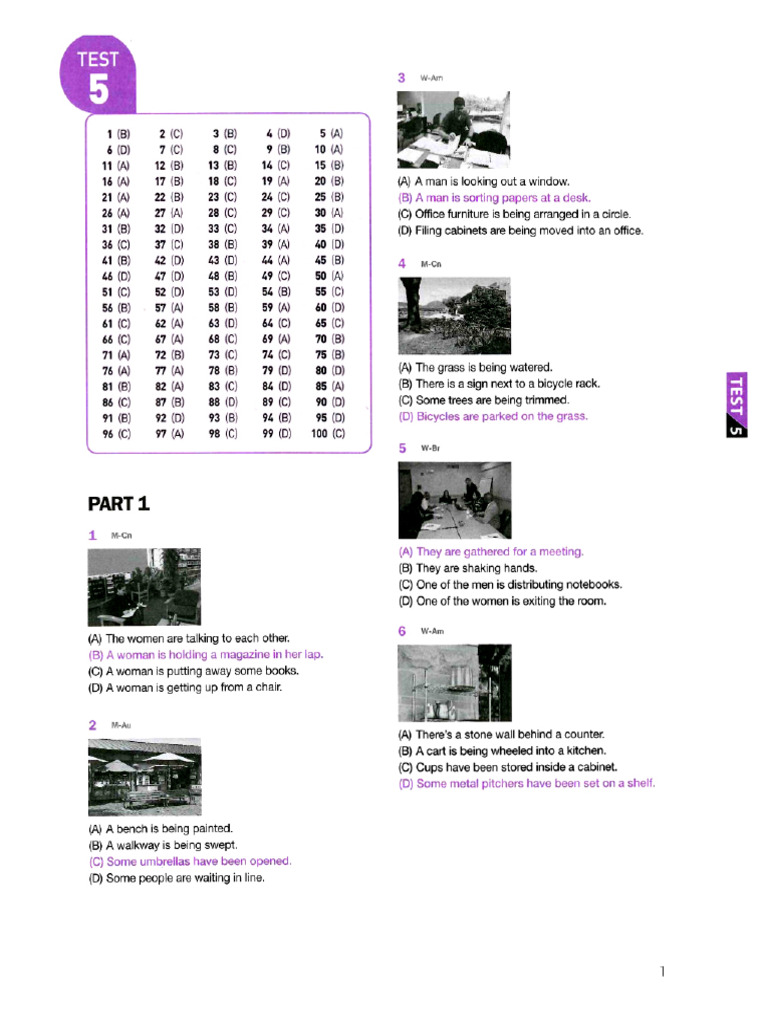 (LISTENING) Answer and Transcripts Test 5 | PDF