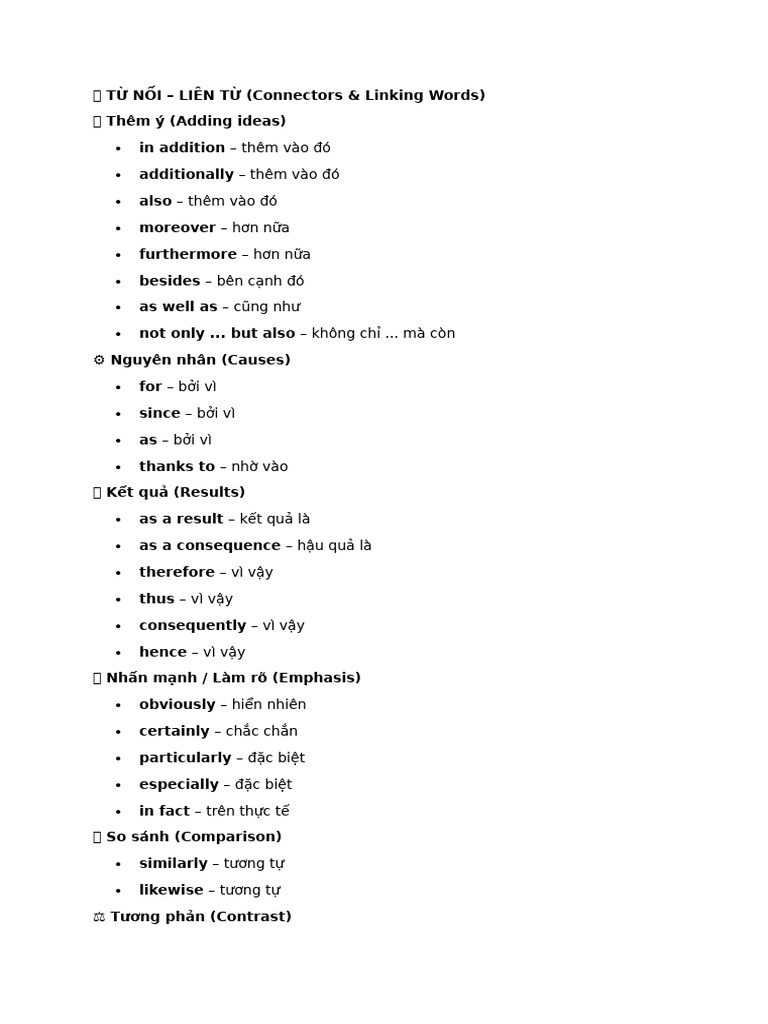 Connectors and Linking Words Guide | PDF