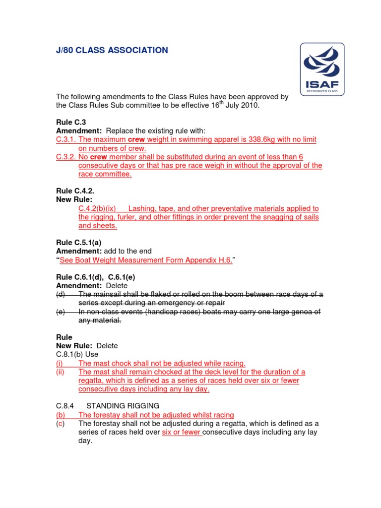 J/80 Class Association: Rule C.3 Amendment: Replace The Existing Rule ...